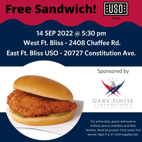 Gary Sinise Foundation - Serving Heroes Meal • USO El Paso