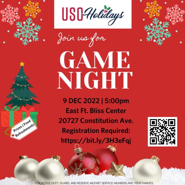 USO Holidays - Game Night • USO El Paso